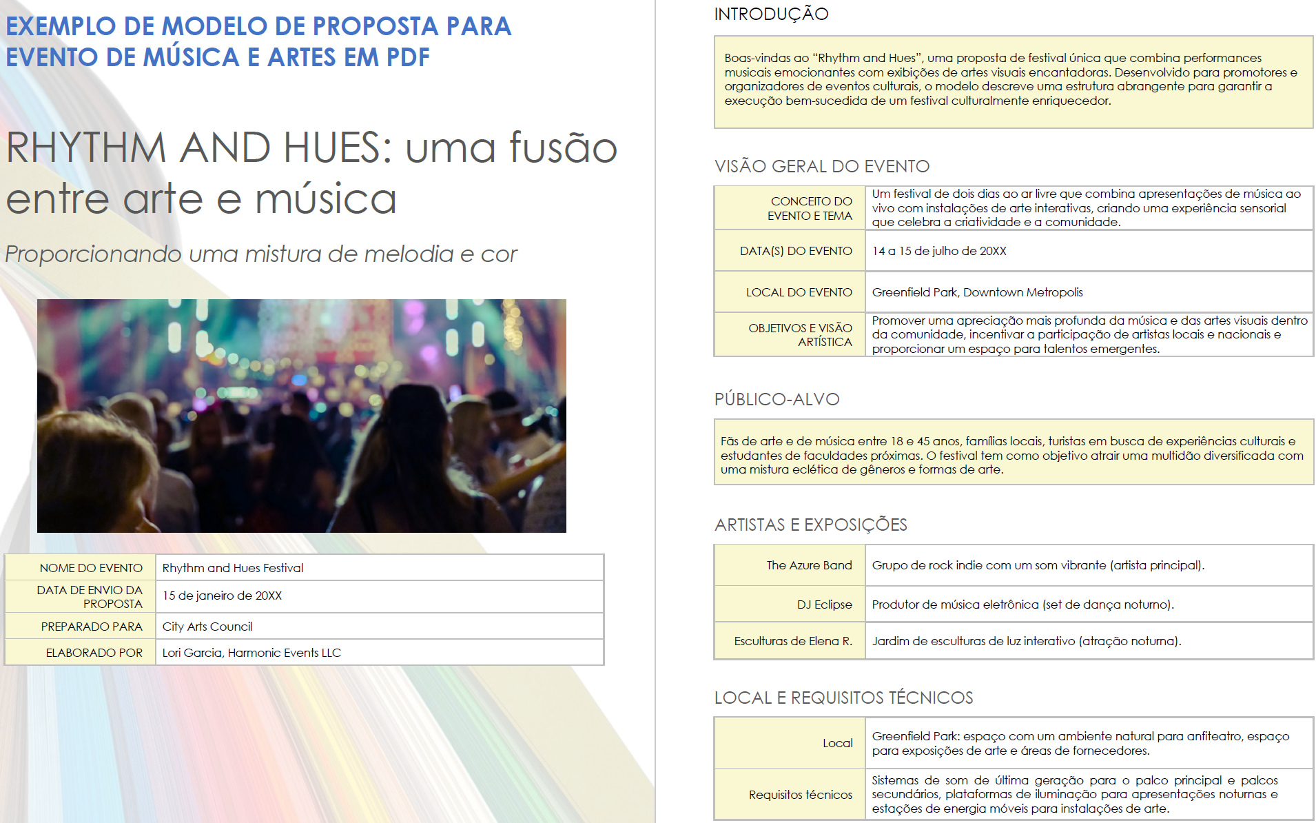 Modelos, formulários e amostras gratuitos de proposta de evento em PDF