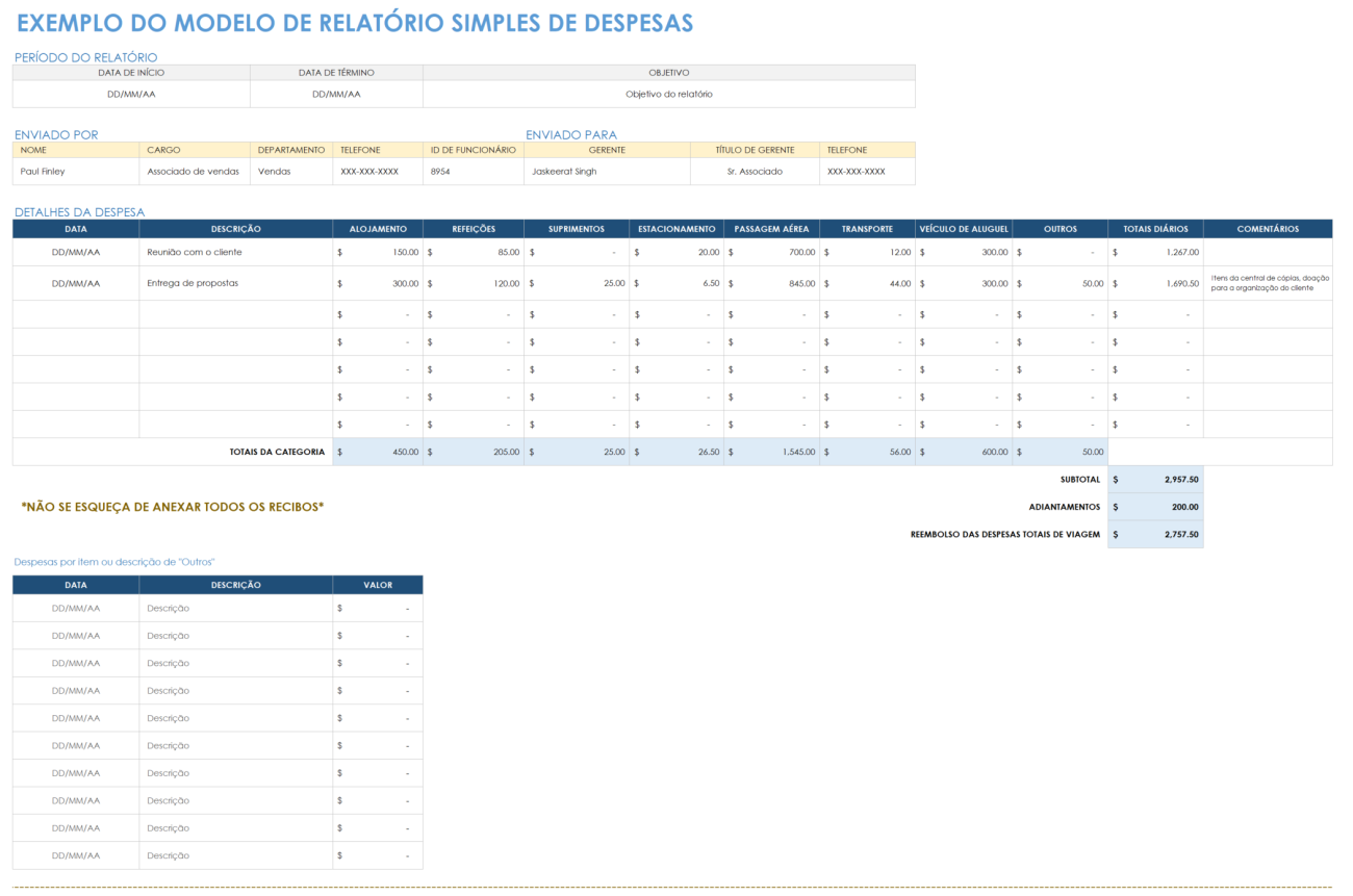 Modelos gratuitos de relatório de despesas do Excel | Smartsheet