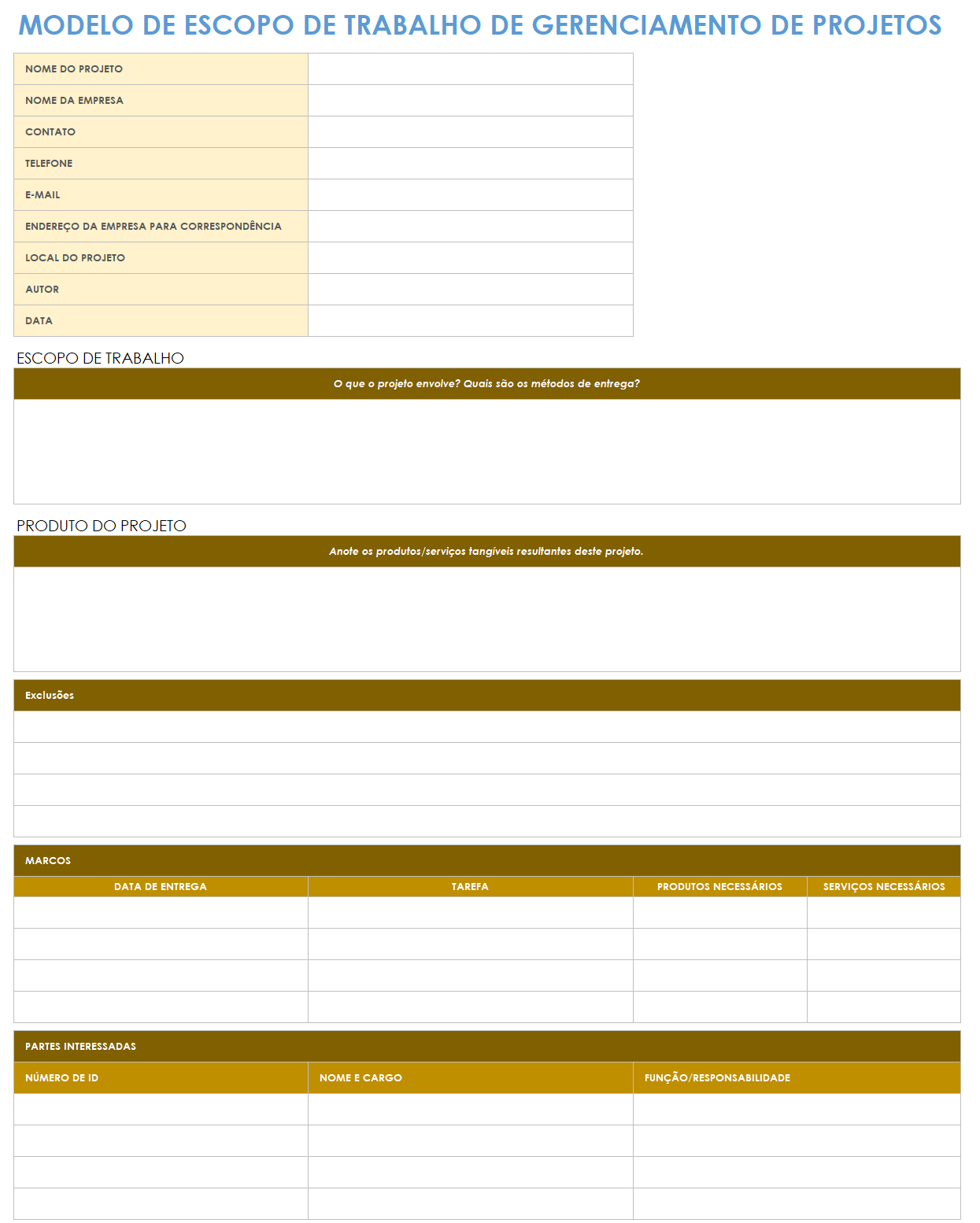 Modelos gratuitos de escopo de trabalho | Smartsheet
