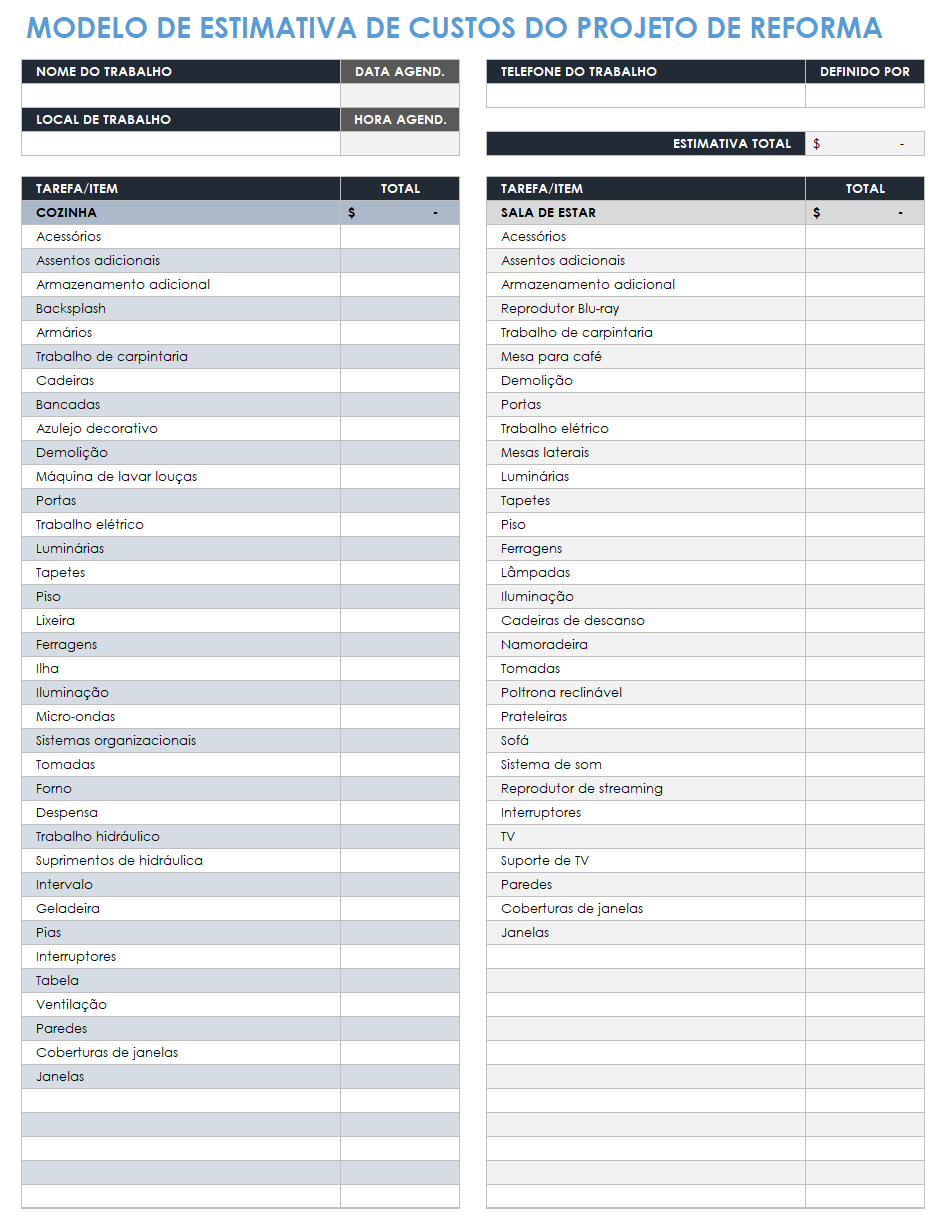 Modelos gratuitos de custos do projeto | Smartsheet
