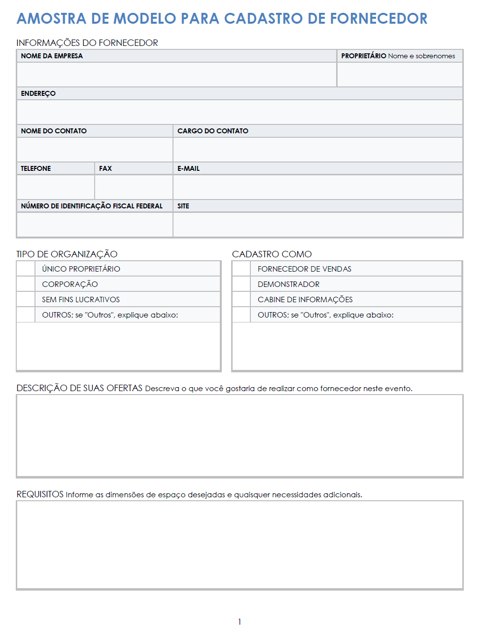 Formulários e modelos gratuitos de cadastro de fornecedor | Smartsheet