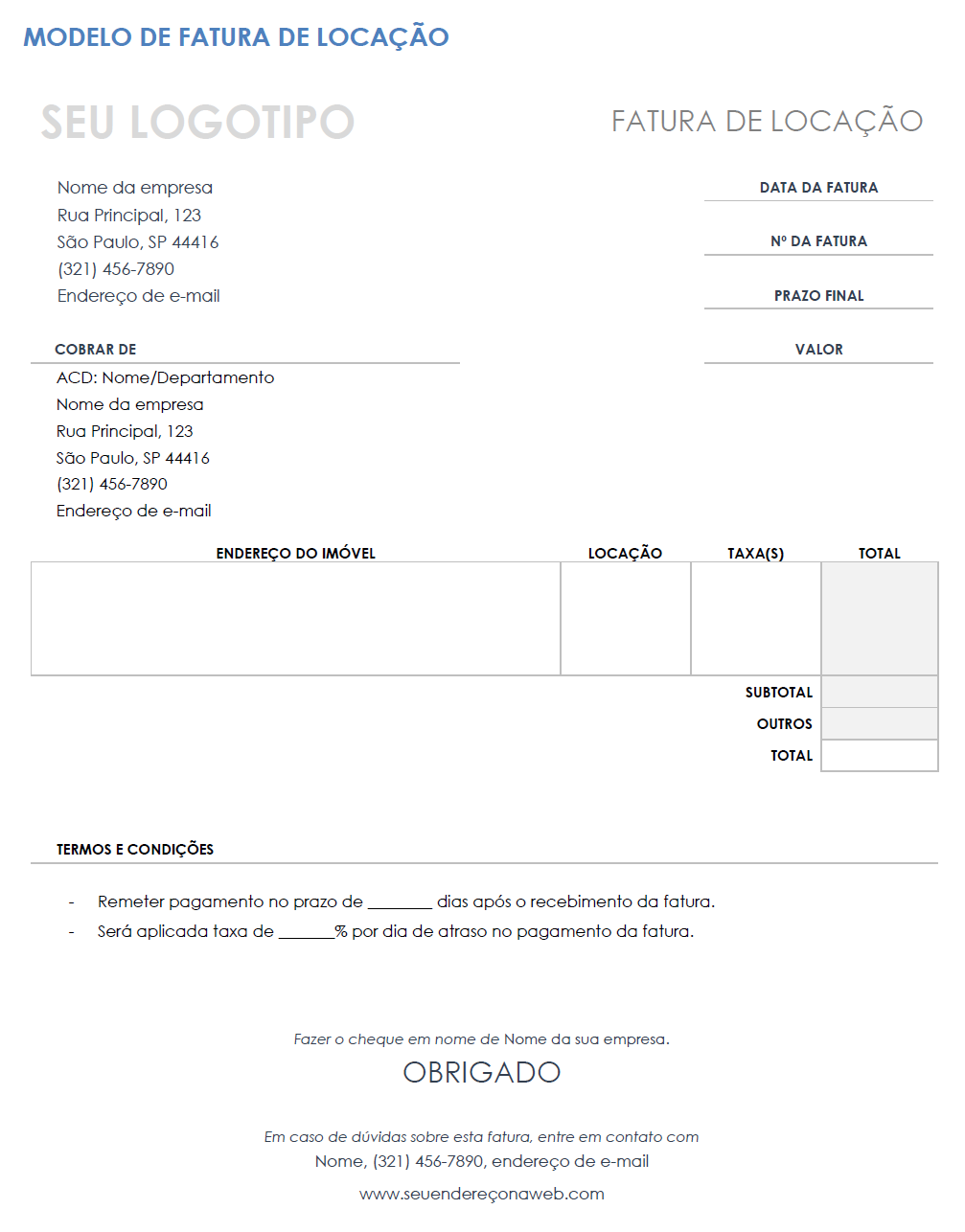 55 modelos gratuitos de fatura