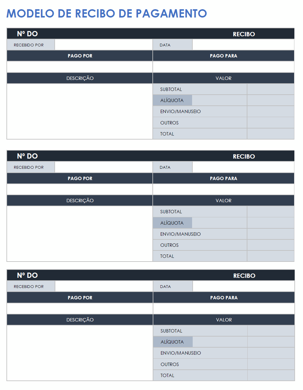 Baixe modelos grátis de recibos em PDF | Smartsheet