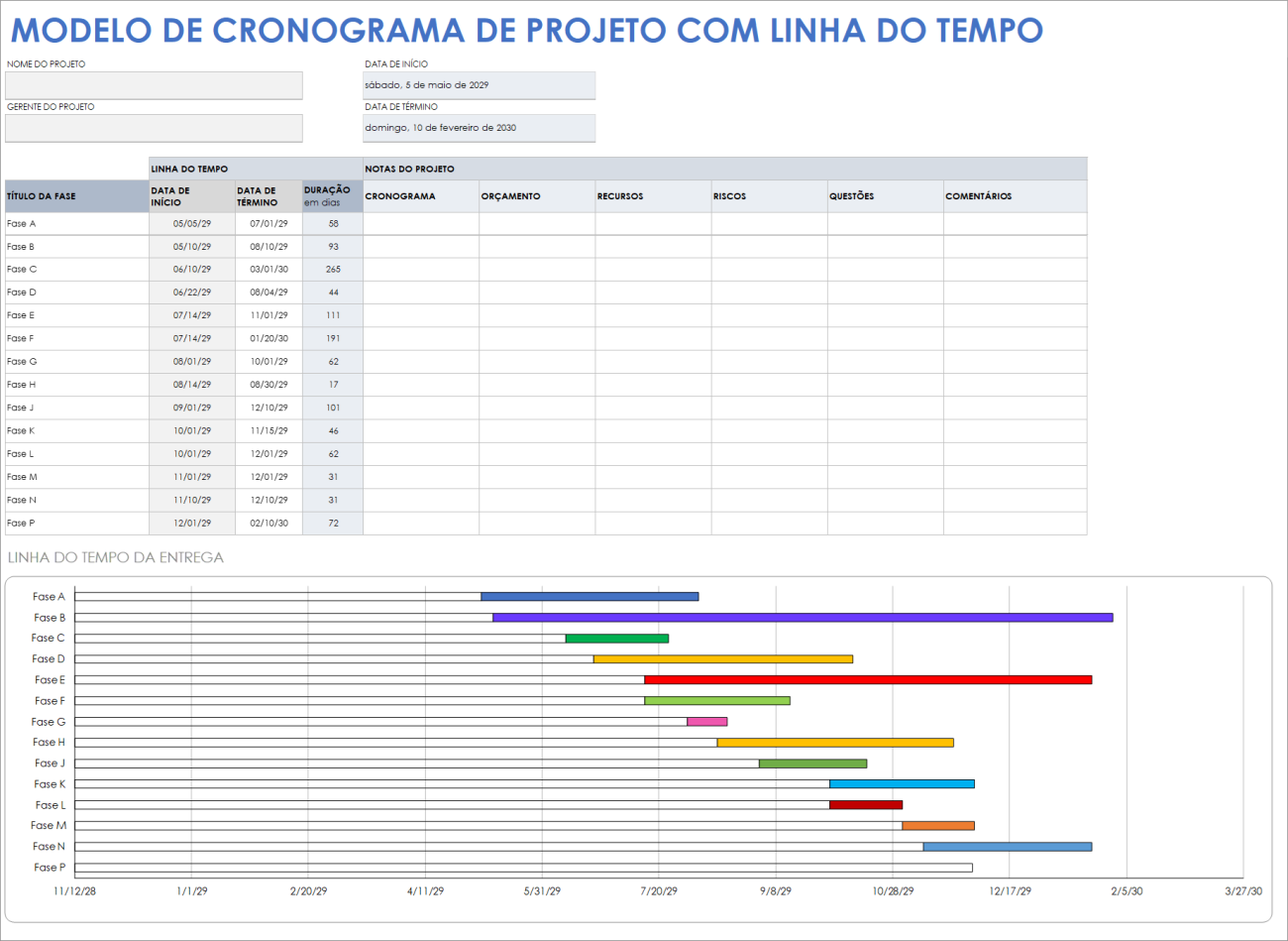 Modelos gratuitos de linha do tempo do Google | Smartsheet