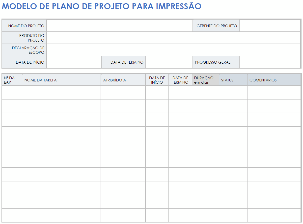 Modelos gratuitos de plano de projeto do Microsoft Word | Folha inteligente