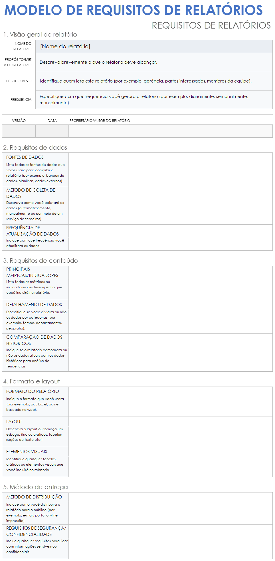 Modelos gratuitos de requisitos de relatórios: todos os tipos e formatos | Smartsheet