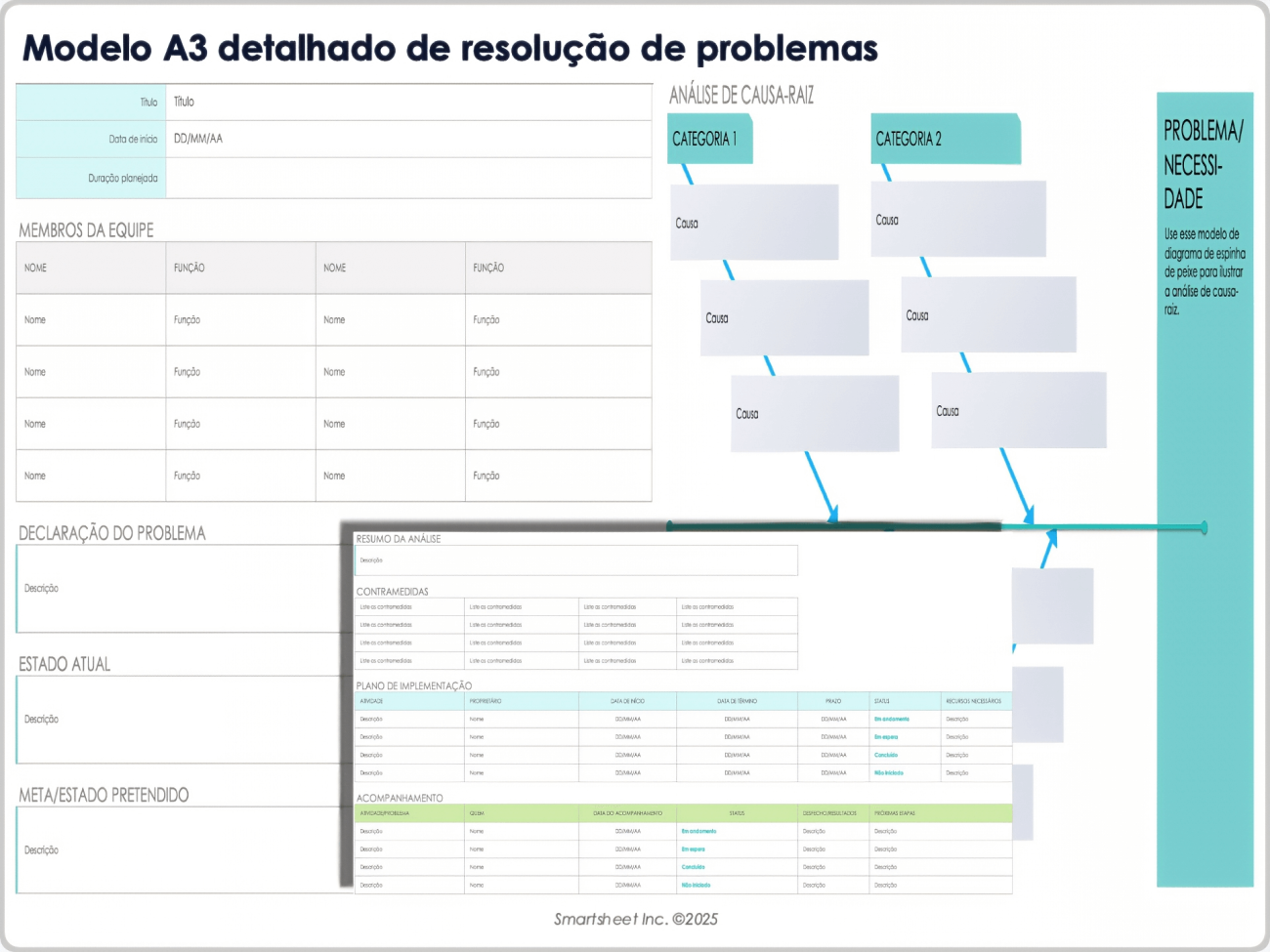 Formulários e modelos gratuitos A3 do Six Sigma: todos os formatos