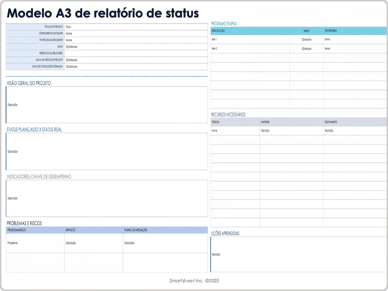 Formulários e modelos gratuitos A3 do Six Sigma: todos os formatos
