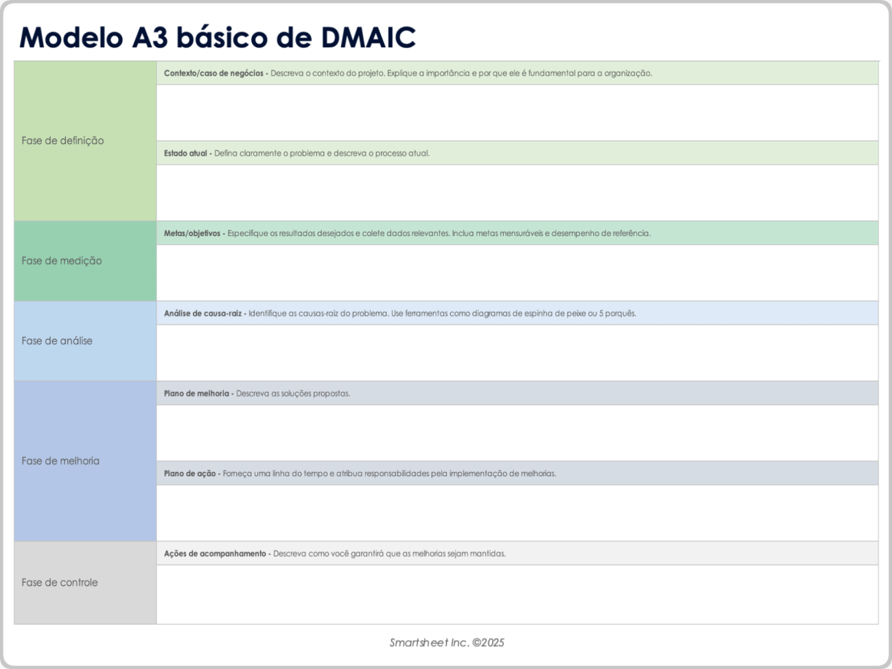 Formulários e modelos gratuitos A3 do Six Sigma: todos os formatos