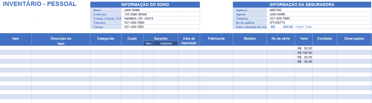 Planilha Gratuita de Inventário para Excel