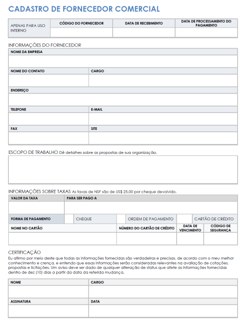 Formulários e modelos gratuitos de cadastro de fornecedor | Smartsheet