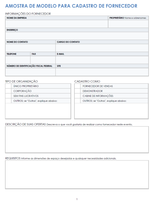 Formulários e modelos gratuitos de cadastro de fornecedor | Smartsheet
