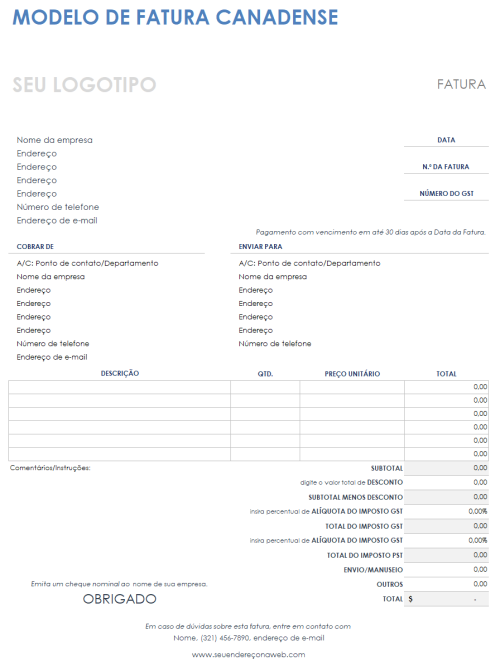 55 modelos gratuitos de fatura