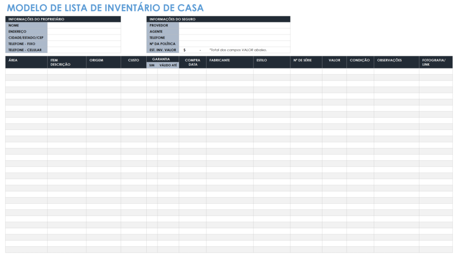 Modelos gratuitos de lista de inventário | Smartsheet