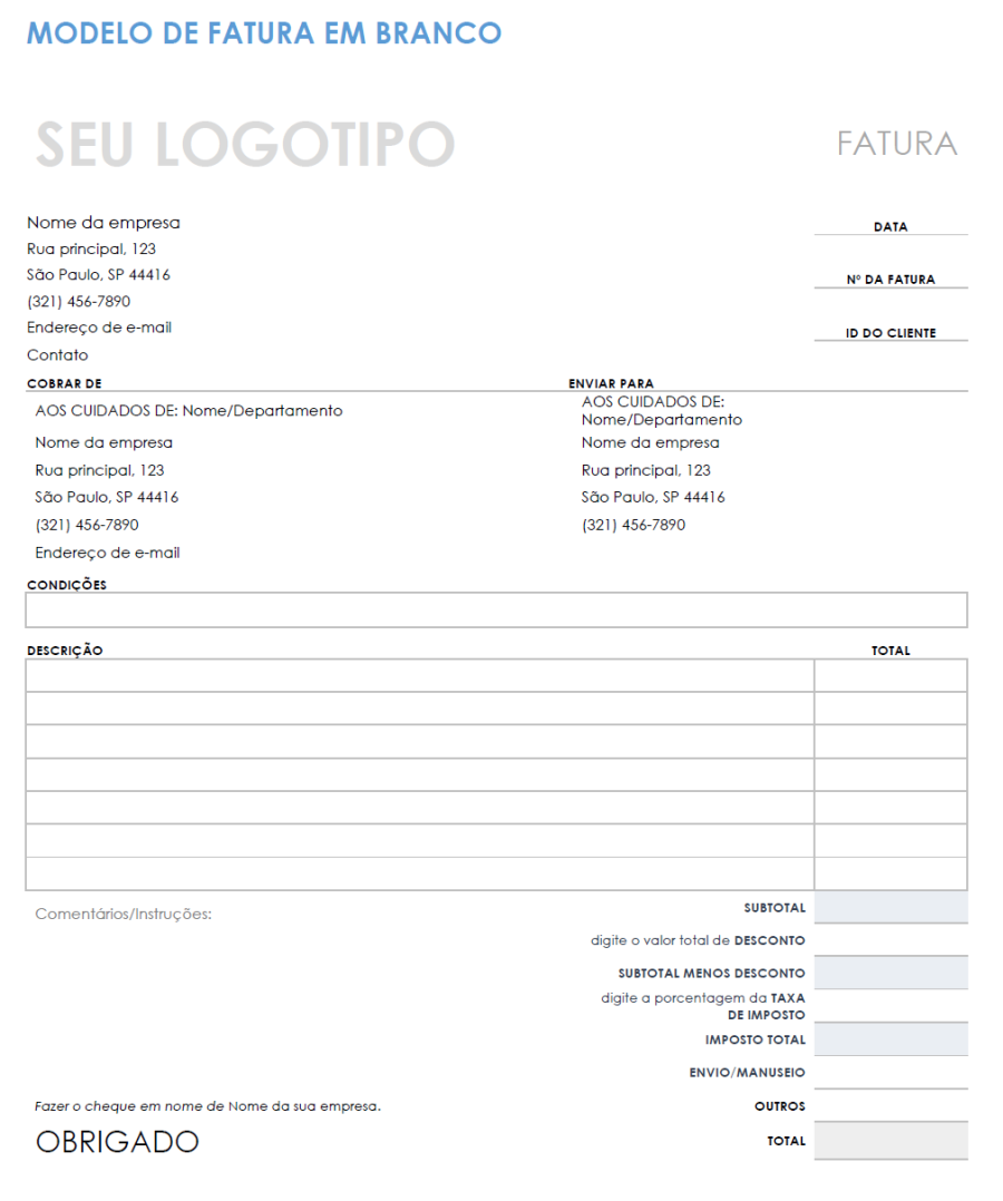 Modelos gratuitos de faturas do MS Word | Smartsheet