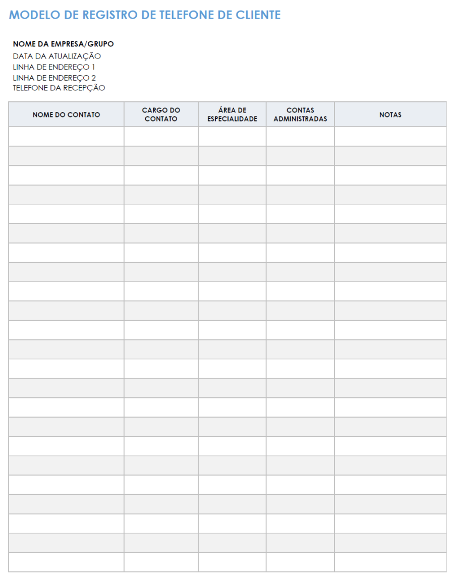 Modelos gratuitos de registro de chamadas de clientes | Smartsheet