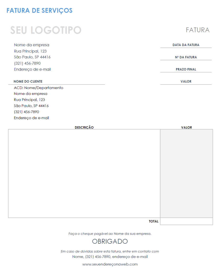 Modelos gratuitos de faturas do MS Word | Smartsheet