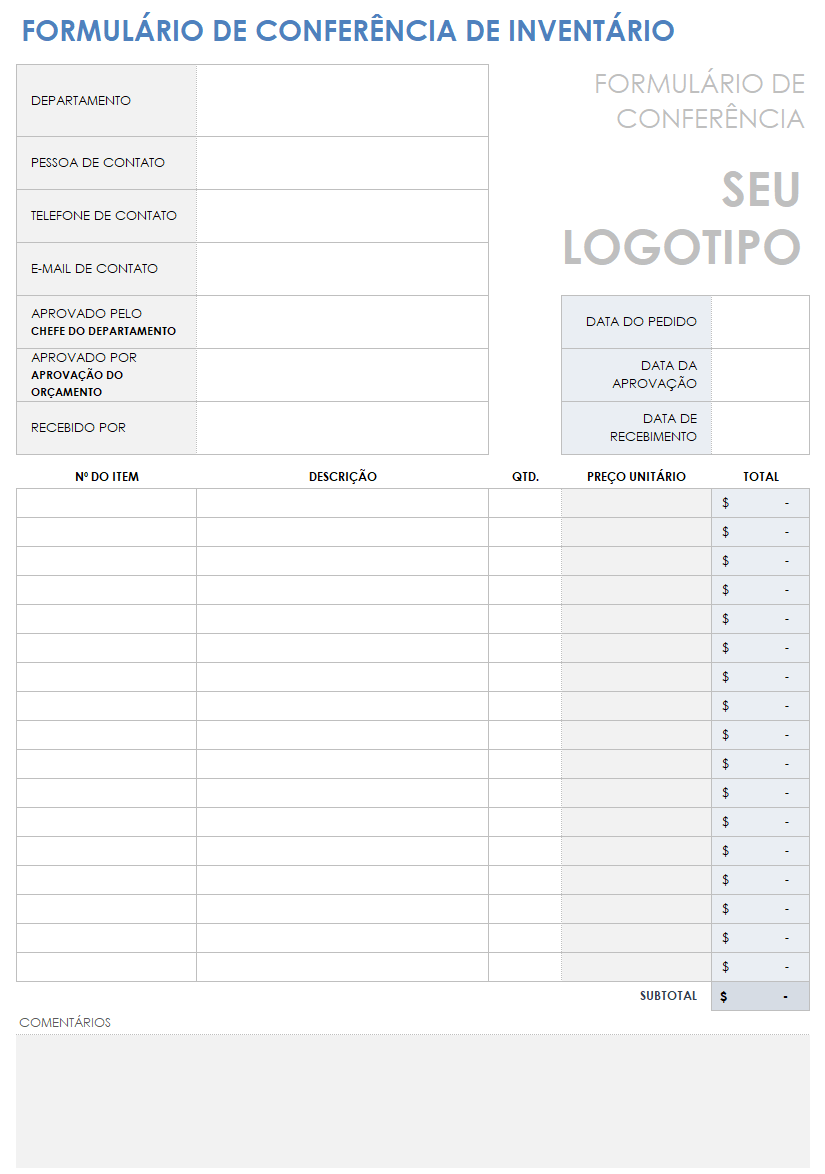 Baixar os modelos gratuitos de formulário de inventário | Smartsheet