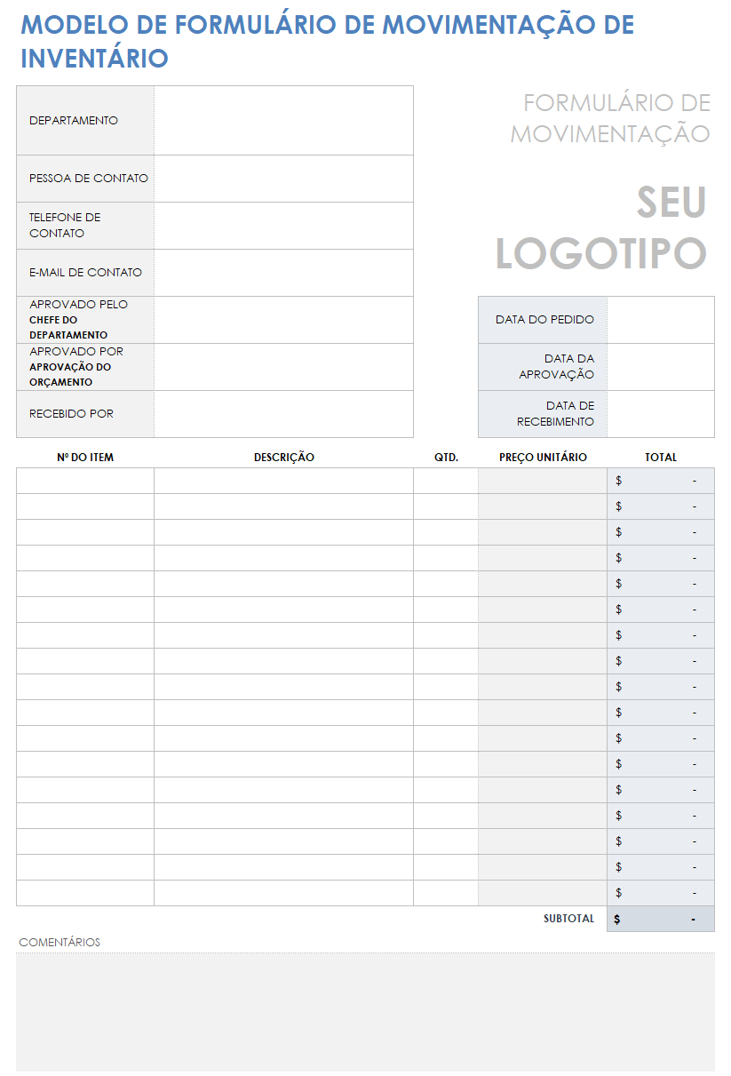 Baixar os modelos gratuitos de formulário de inventário | Smartsheet