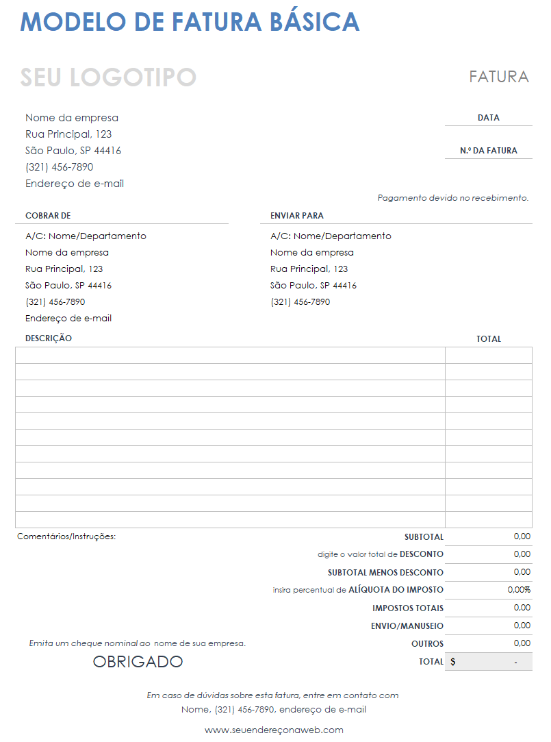 55 modelos gratuitos de fatura