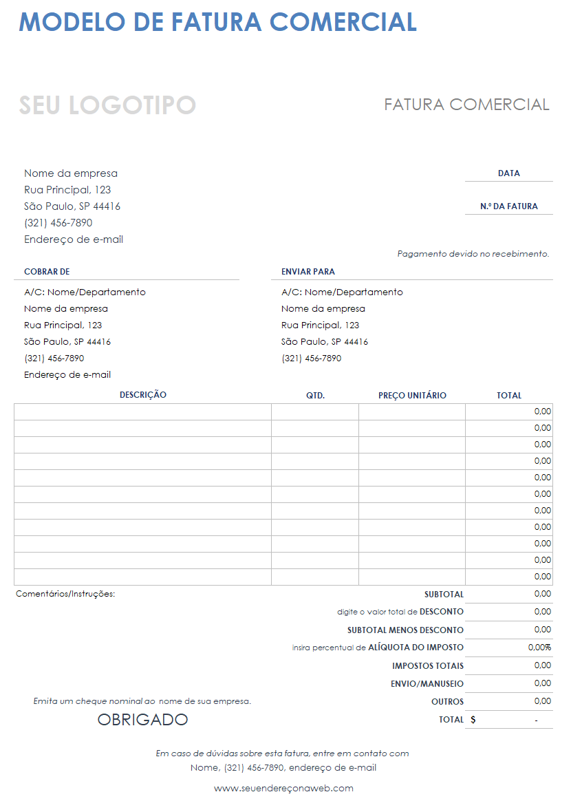 55 modelos gratuitos de fatura
