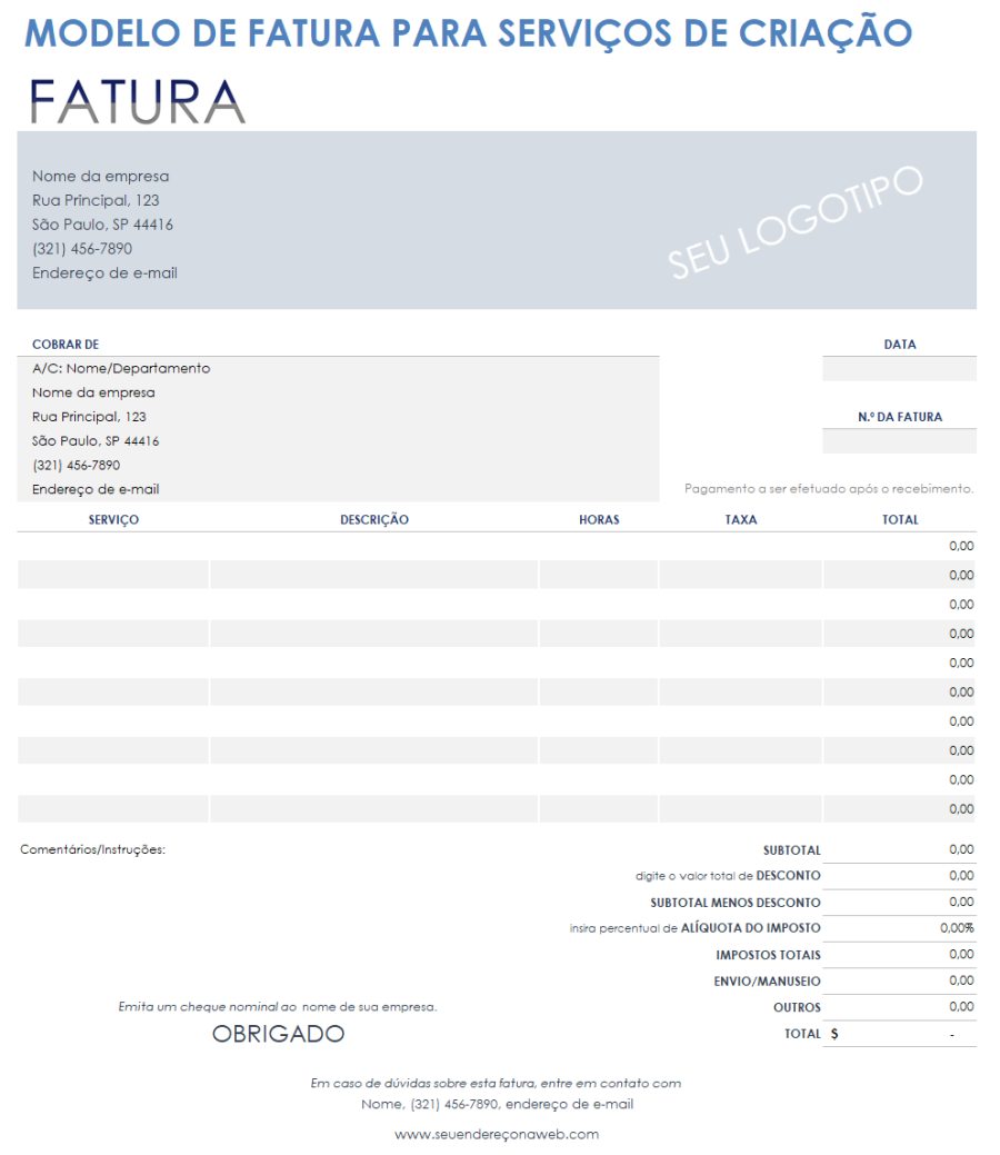 55 modelos gratuitos de fatura