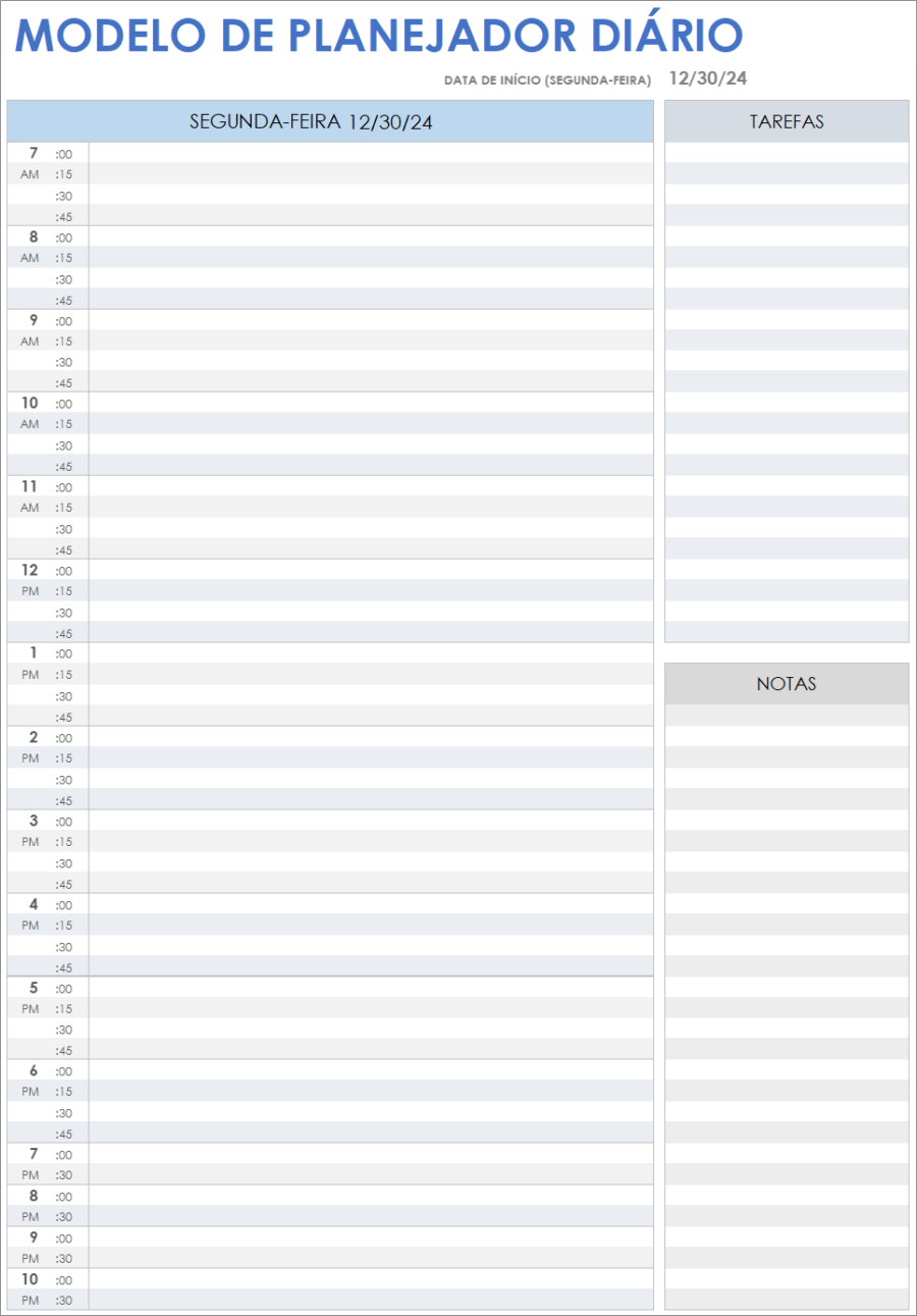 Modelos gratuitos de calendário em Excel