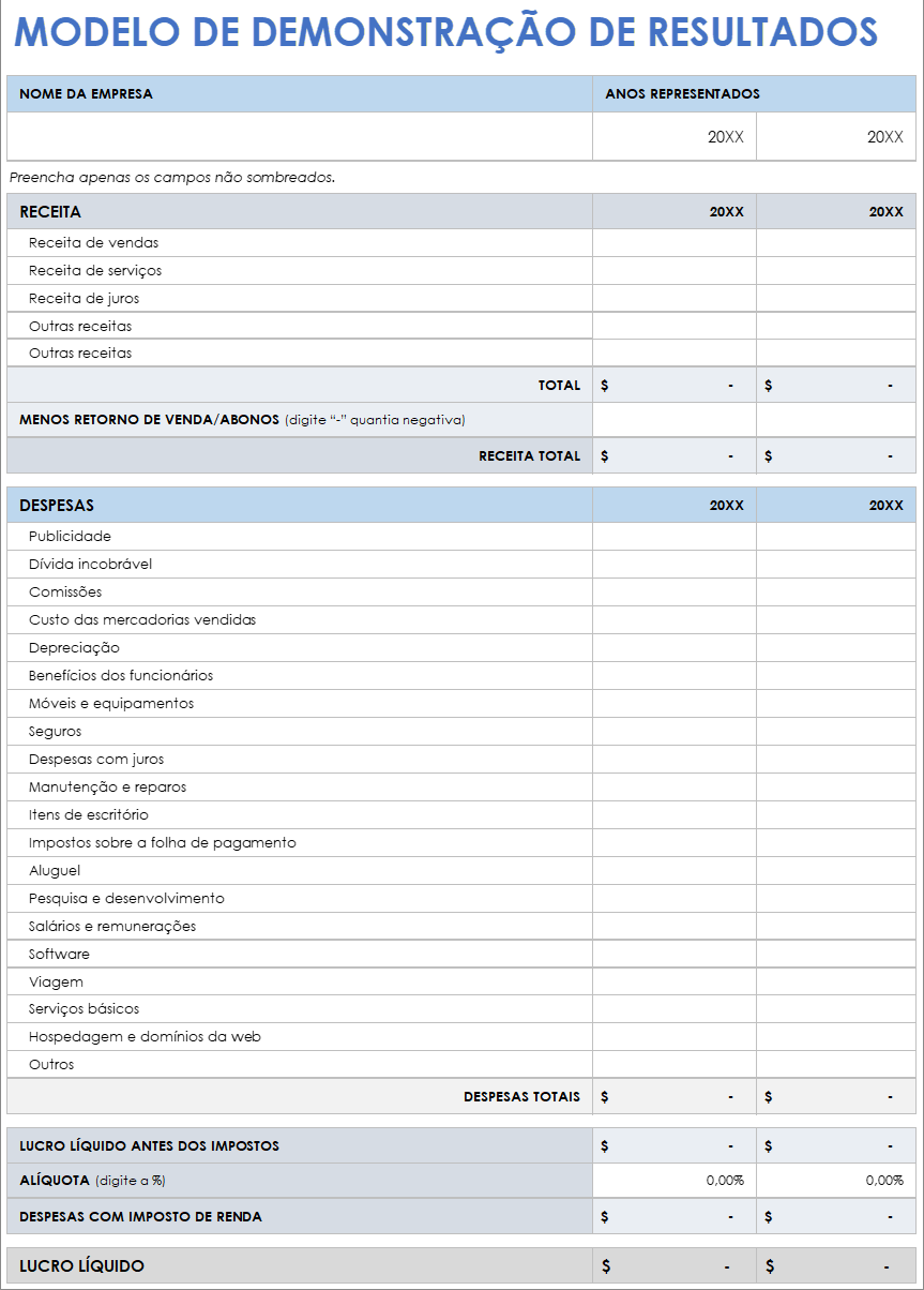 Modelos de contabilidade gratuitos no Excel
