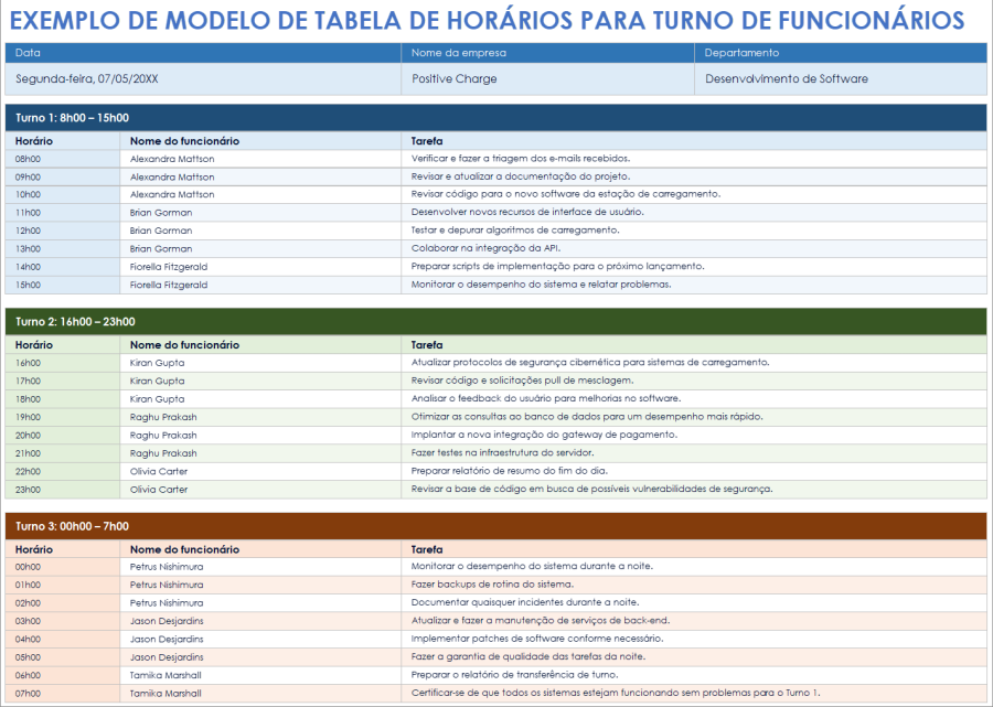Modelos de horários gratuitos