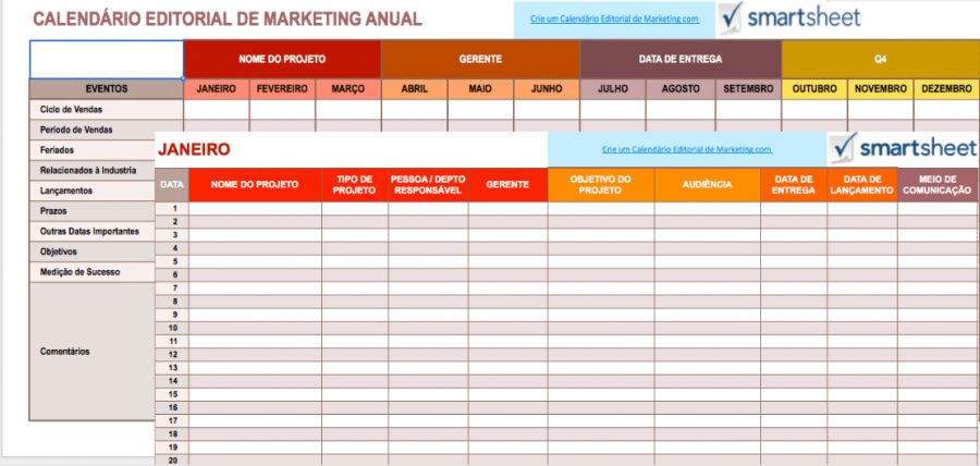 9 Modelos de Calendário de Marketing para Excel Gratuitos - Smartsheet
