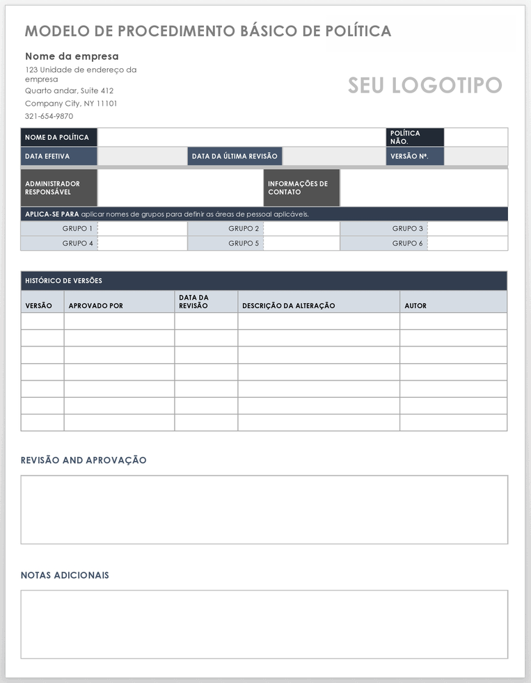 Modelos gratuitos de políticas e procedimentos