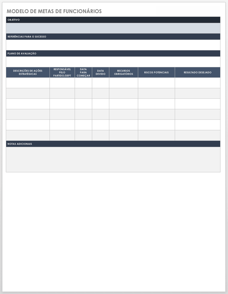 Modelos gratuitos de definição e acompanhamento de metas | Smartsheet
