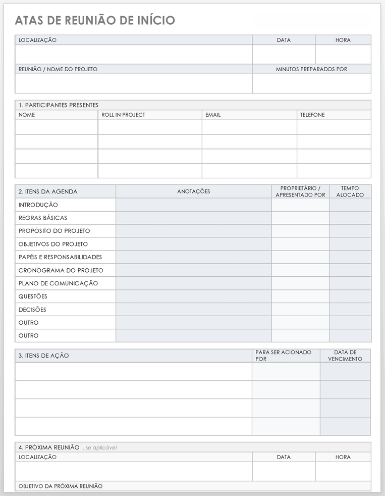Modelos gratuitos de inicialização de projetos | Smartsheet