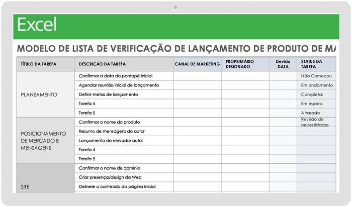 Modelos gratuitos de lista de verificação de lançamento de produtos ...