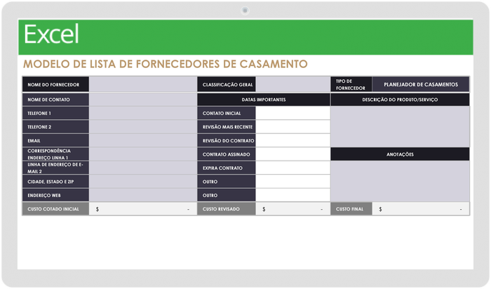 13 modelos gratuitos de fornecedor | Smartsheet